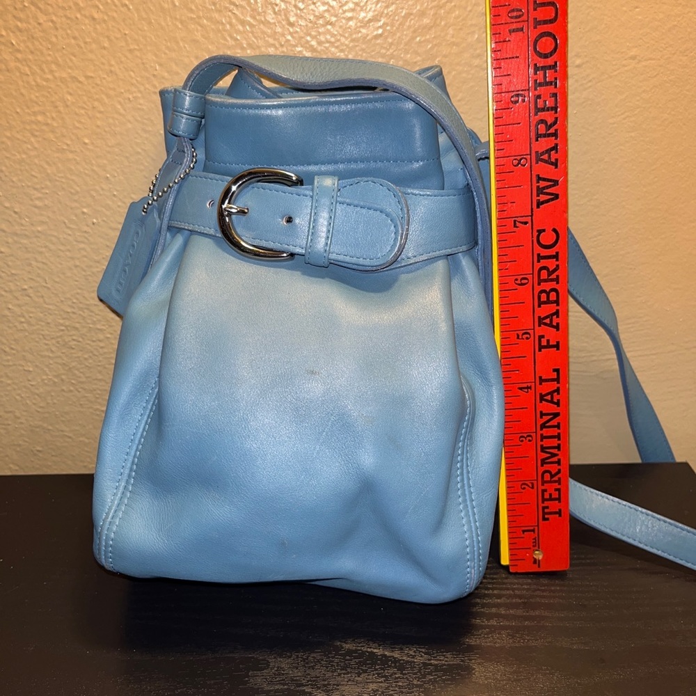 Vintage Coach Belted Closure Blue Leather Crossbody A… - Gem